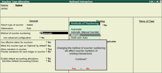 Voucher Class and Voucher Numbering - FAQ