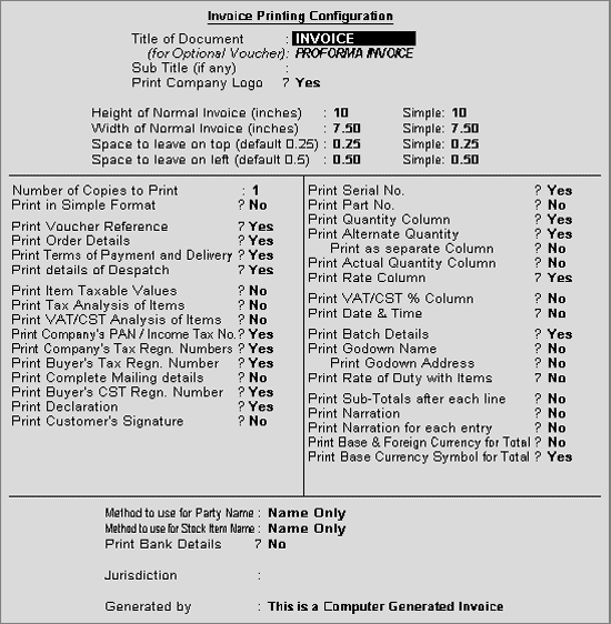 Sales Invoice Print Conf