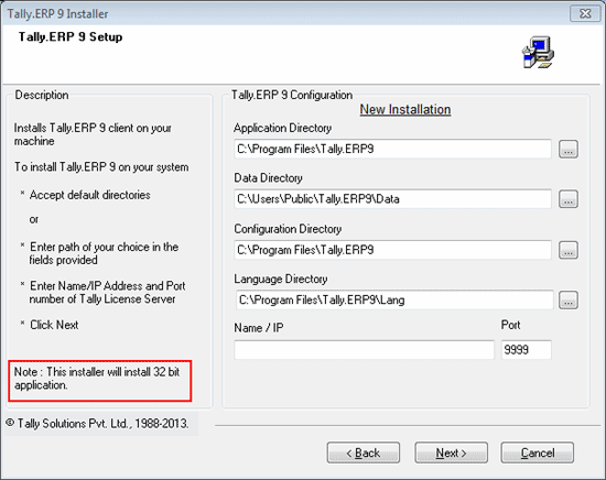 Installing Tally ERP 9 32bit Gold User Client