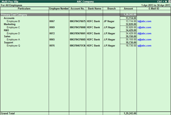 Multi Pay Slip