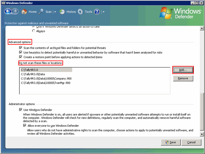 Adding Tally or Tally Data files to the Exception list in Windows ...
