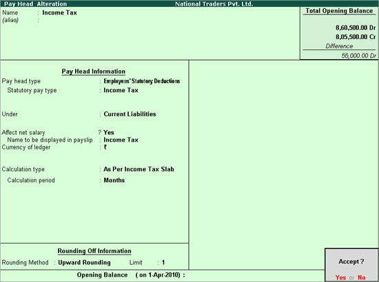 Creating Pay Head For Income Tax Deduction Payroll 