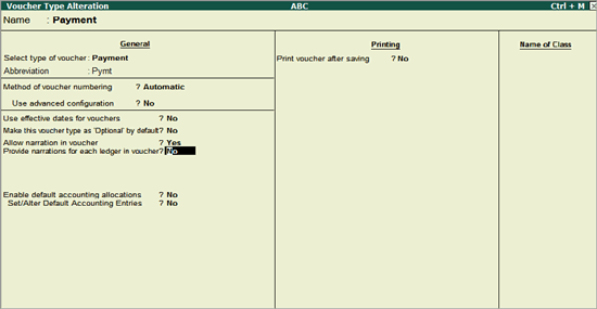 Recording a Payment Entry with Narration for each Entry