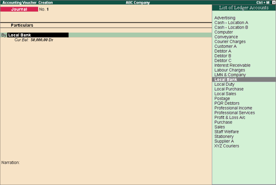 Allowing Cash Accounts In Journals