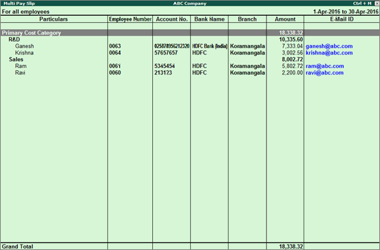 E Mailing Multiple Pay Slips Payroll 
