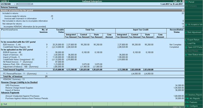 GSTR 2 Report In Tally ERP 9