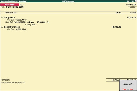 Recording A Purchase Entry