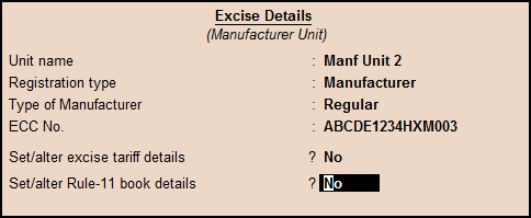 Configuring Multiple Excise units in Release 5