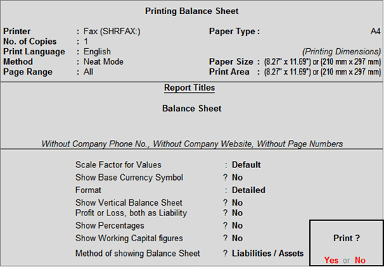 Faxing a Report from Tally.ERP 9
