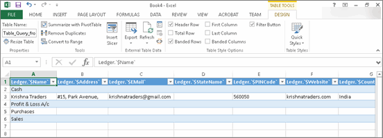 Extracting Ledger Master Data To Microsoft Excel Using ODBC Tally 