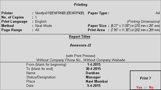 Annexure J1 and J2 of Form e-VAT 704 (Maharashtra)