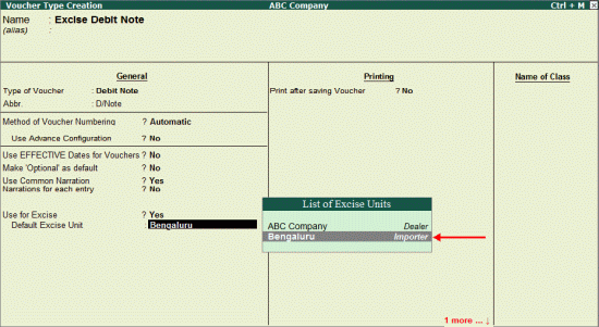 Creating Excise Voucher Types (Excise for Importer)