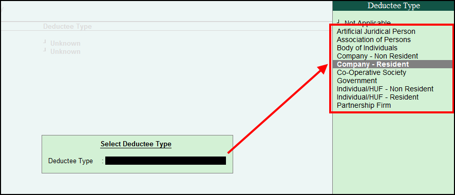 Unable to determine the Deductee Type for Party