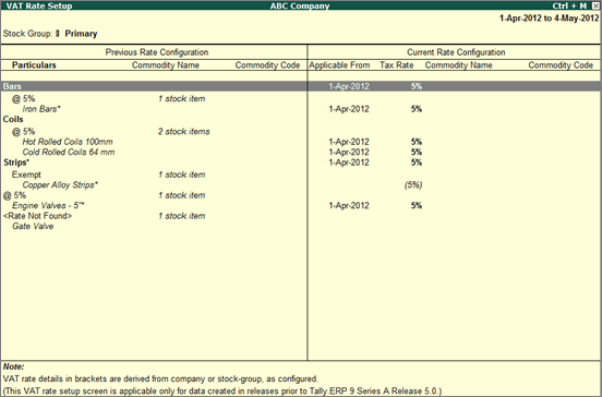 How to view configurations done previously in Release 4.9x in tax rate ...