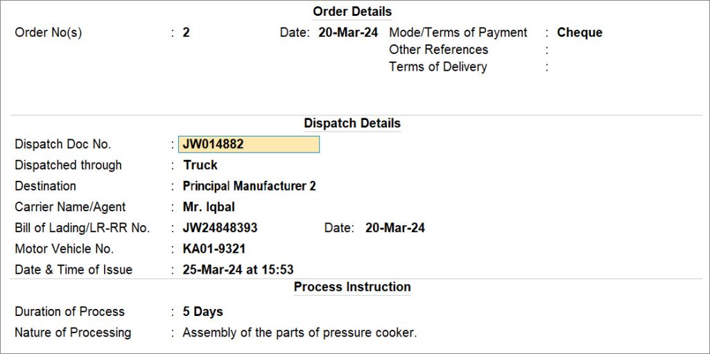 How to Record Job Work In Orders in TallyPrime - Job Worker | TallyHelp