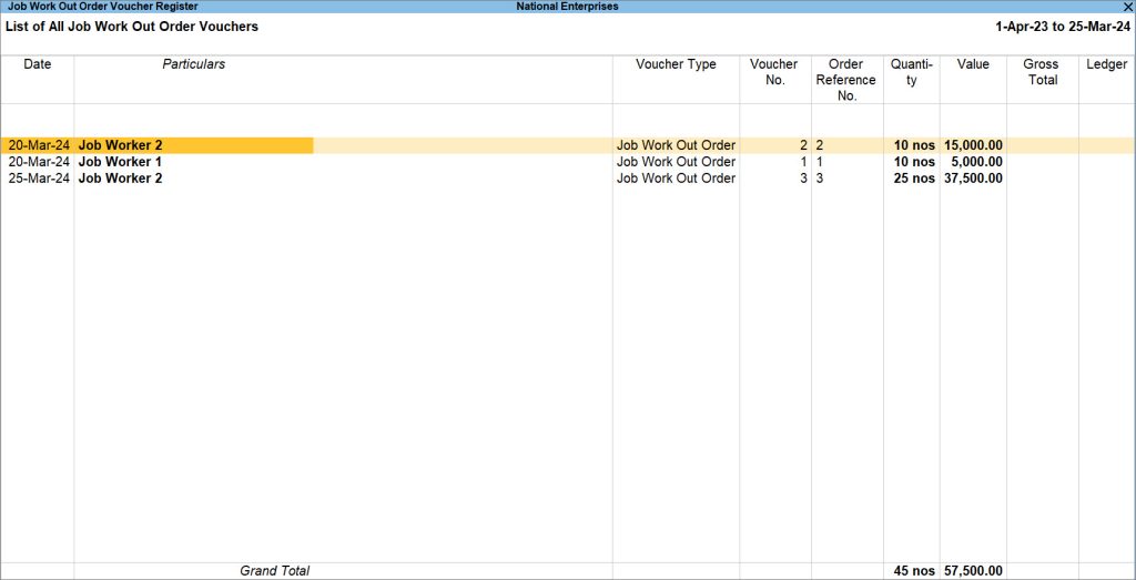 How to Record Job Work Out Orders in TallyPrime - Principal ...