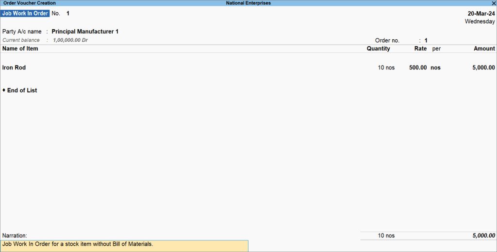 How to Record Job Work In Orders in TallyPrime - Job Worker | TallyHelp