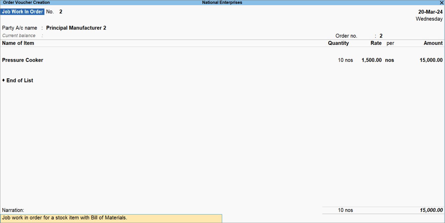 How to Record Job Work In Orders in TallyPrime - Job Worker | TallyHelp