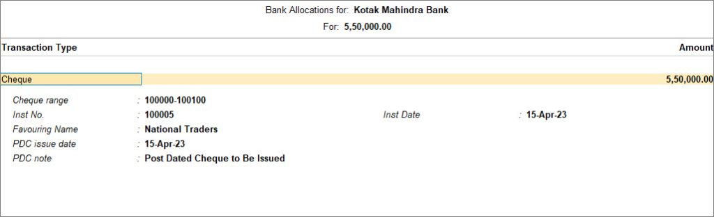 How to Record and Track Post-dated Cheques in TallyPrime | TallyHelp