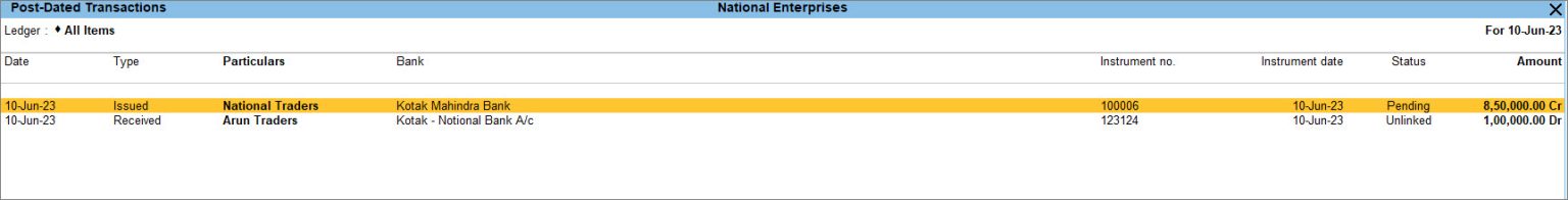 How to Record and Track Post-dated Cheques in TallyPrime | TallyHelp