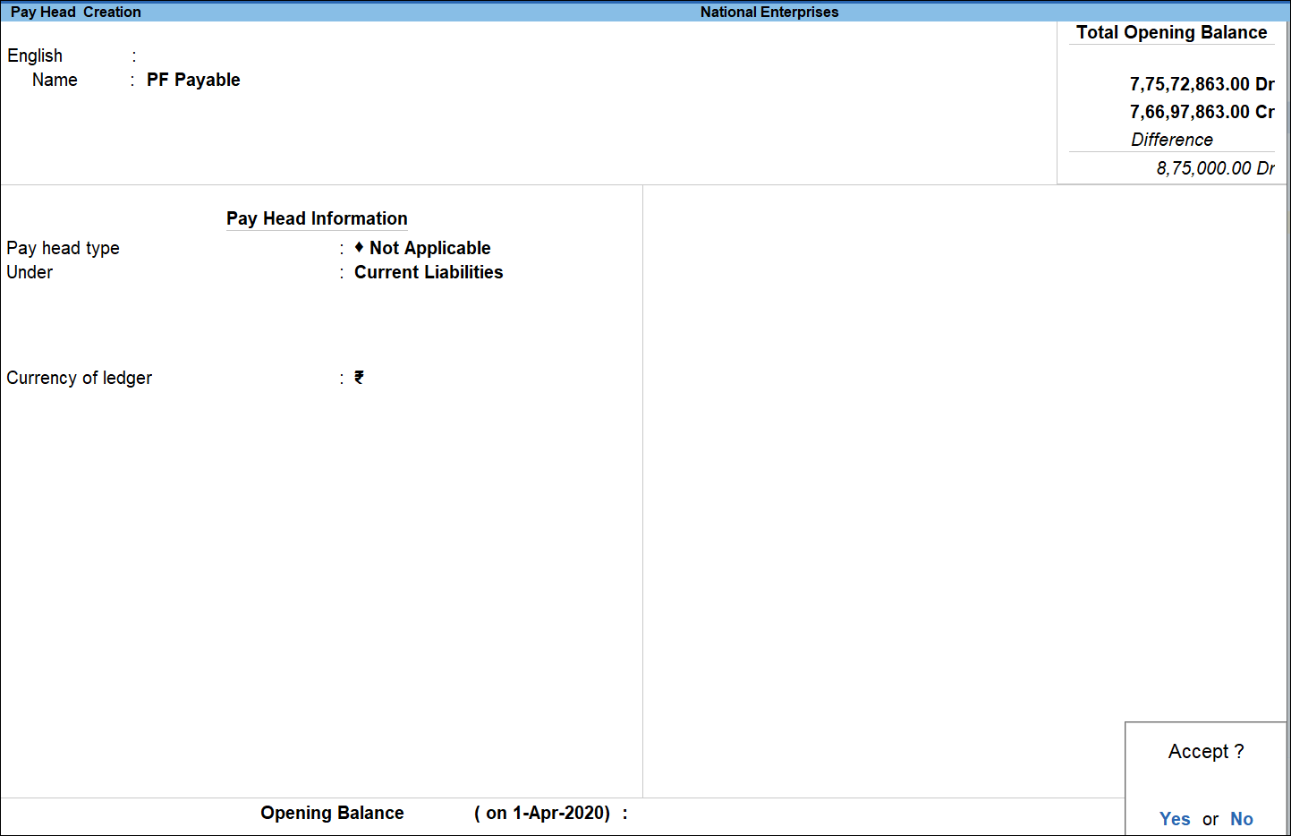 How To Create Salary PF ESI NPS PF Admin Expenses Payable Ledgers