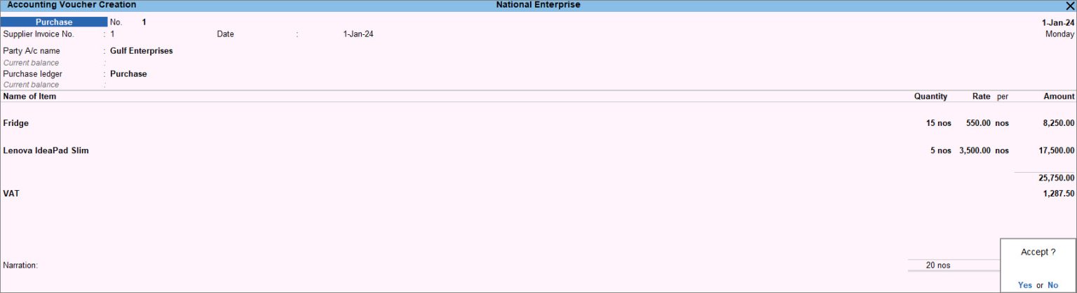 How to Create Vouchers for Purchases and Purchase Returns Under GCC VAT ...