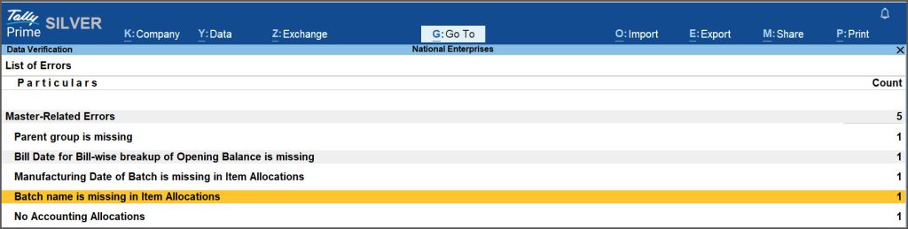 How to Resolve Errors While Verifying Company Data in TallyPrime | TallyHelp