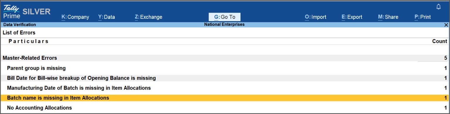 How to Resolve Errors While Verifying Company Data in TallyPrime | TallyHelp