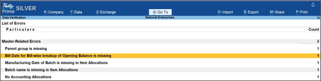 How to Resolve Errors While Verifying Company Data in TallyPrime | TallyHelp