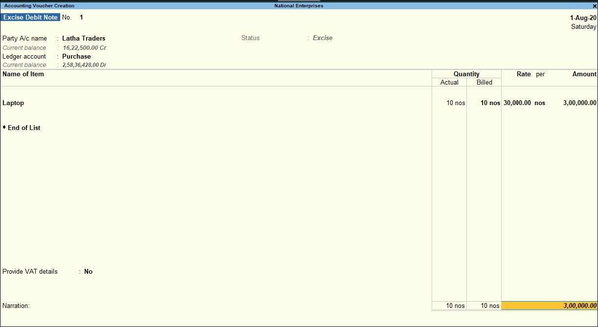 How To Record Excise Debit Note For Purchase Returns In TallyPrime 