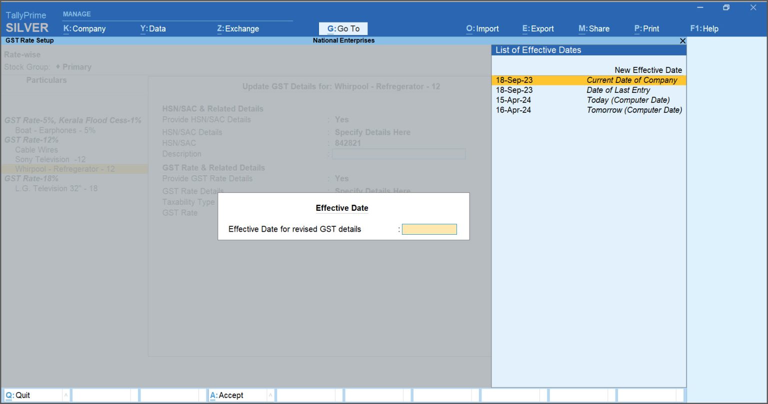 How to Manage HSN Codes/SAC and Tax Rates in TallyPrime | TallyHelp