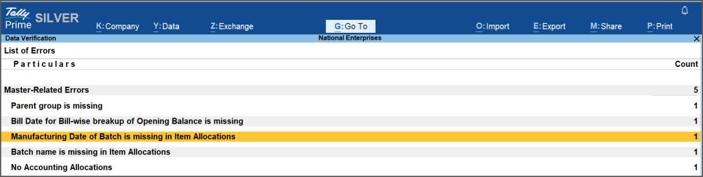 How to Resolve Errors While Verifying Company Data in TallyPrime | TallyHelp