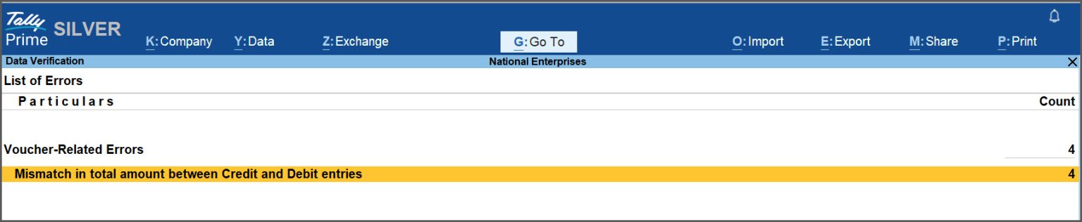 How to Resolve Errors While Verifying Company Data in TallyPrime ...