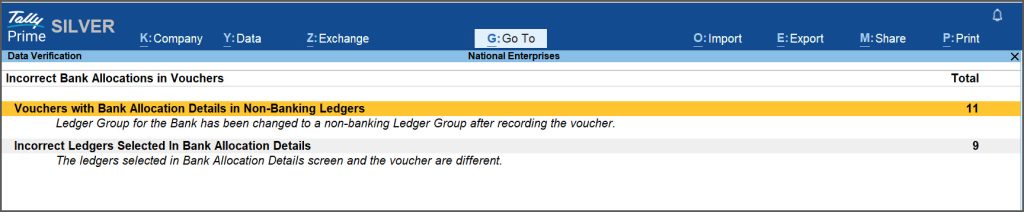 How to Resolve Errors While Verifying Company Data in TallyPrime ...