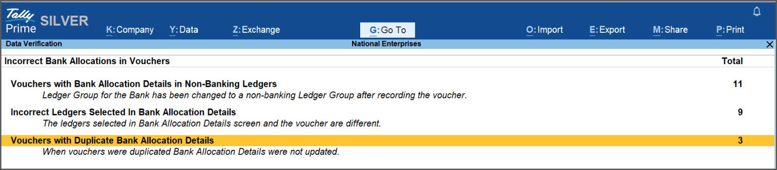 How to Resolve Errors While Verifying Company Data in TallyPrime ...