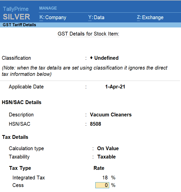 Manage HSN Codes SAC And Tax Rates In TallyPrime Manage HSN Codes SAC And Tax Rates In TallyPrime