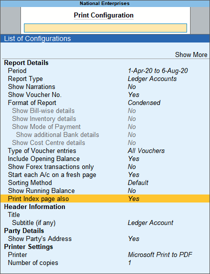 Printing Multi Account Reports