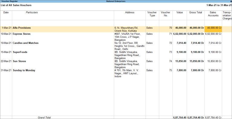 How to Work with Sales Register in TallyPrime | TallyHelp