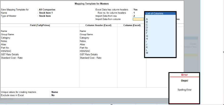 TDL Capabilities on Import of Data from Excel | TallyHelp