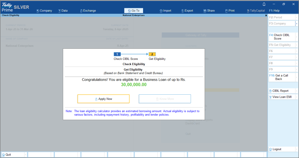 How to Apply for a Business Loan in TallyCapital Plug-In | TallyHelp