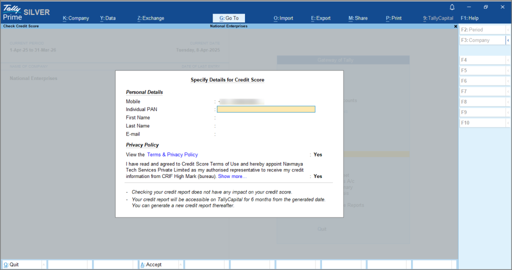 How to Apply for a Business Loan in TallyCapital Plug-In | TallyHelp