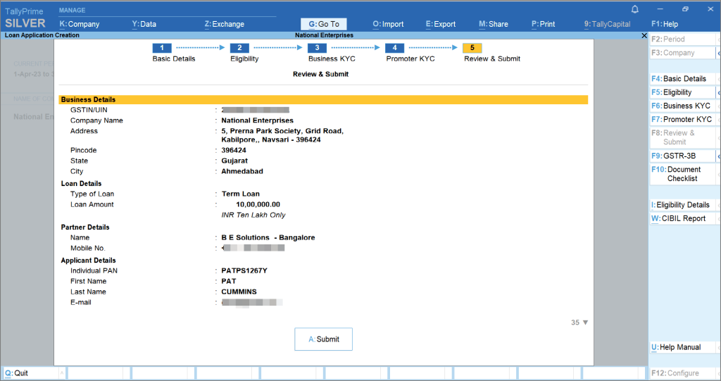 How to Apply for a Business Loan in TallyCapital Plug-In | TallyHelp