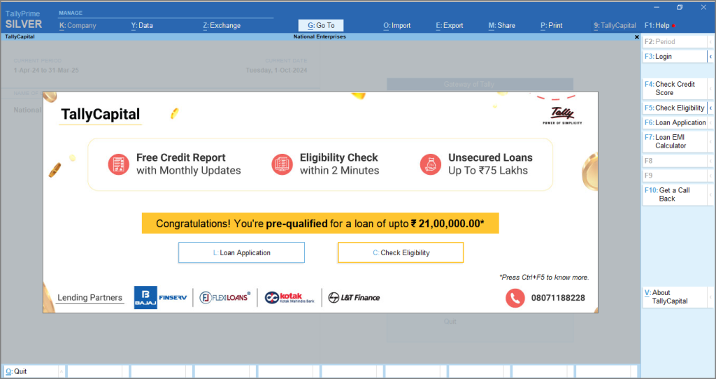 How to Apply for a Business Loan in TallyCapital Plug-In | TallyHelp