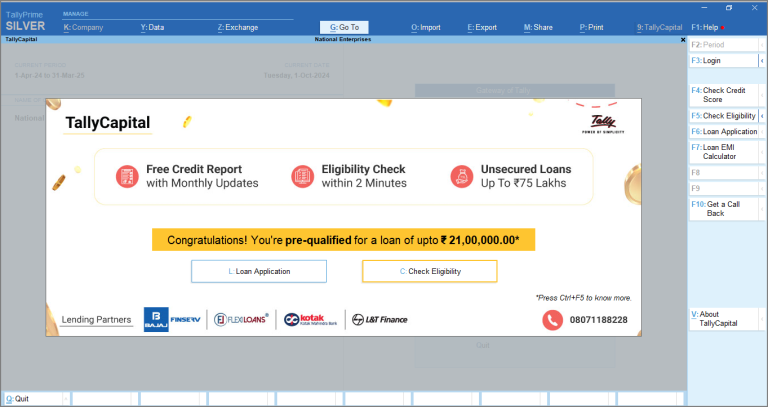 How to Apply for a Business Loan in TallyCapital Plug-In | TallyHelp