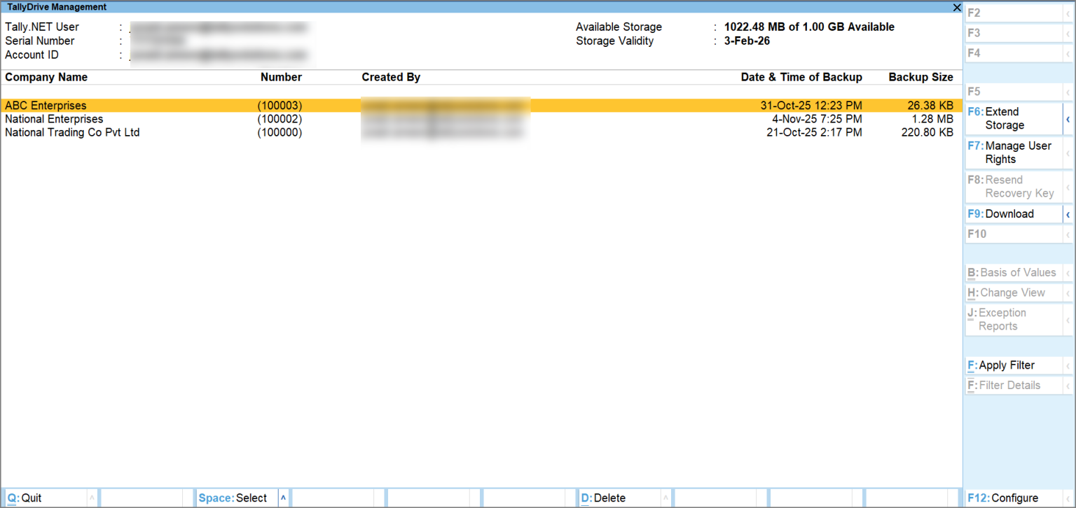 How to View the TallyDrive Management Report in TallyPrime | TallyHelp