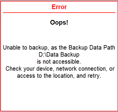 Unable to backup, as the Backup Data Path is not accessible. | TallyHelp